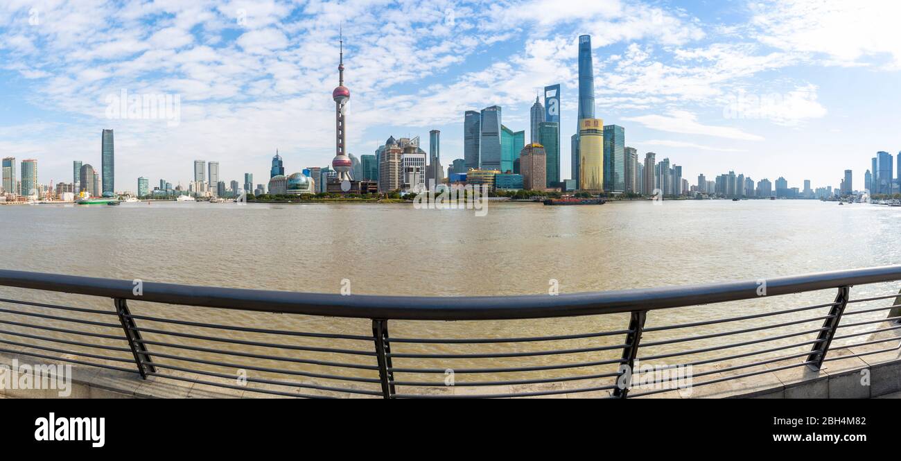 View of Pudong Skyline and Huangpu River from the Bund, Shanghai, China ...
