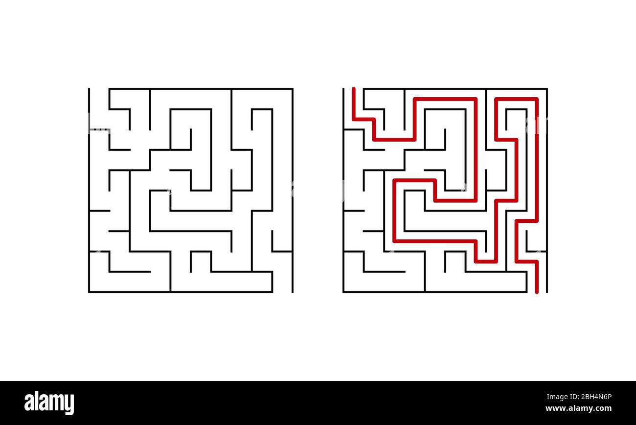 Labyrinth maze for baby. Simple logical game with solution. Vector ...