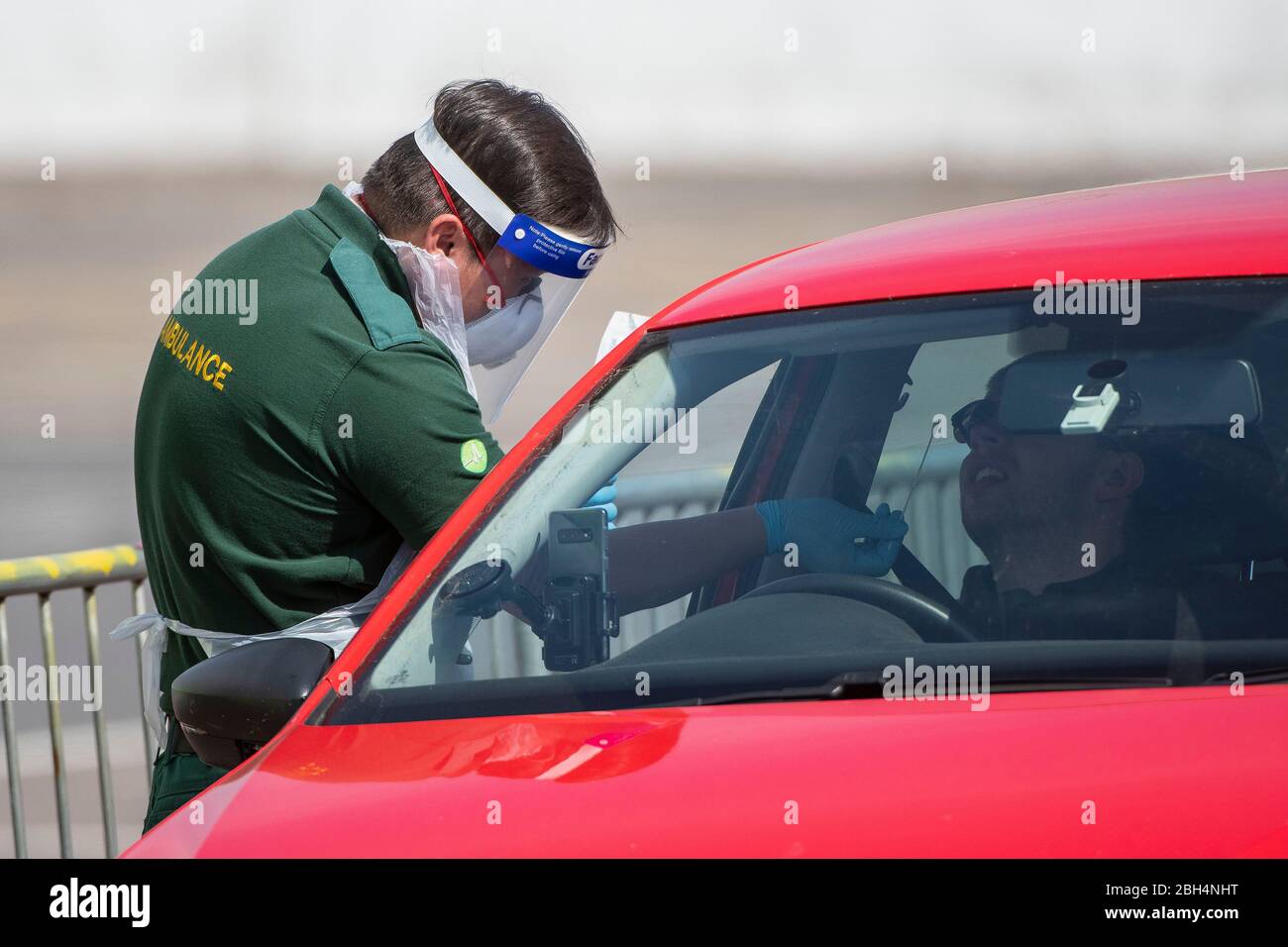 NHS key worker drive through coronavirus testing at Ashton Gate Stadium ...