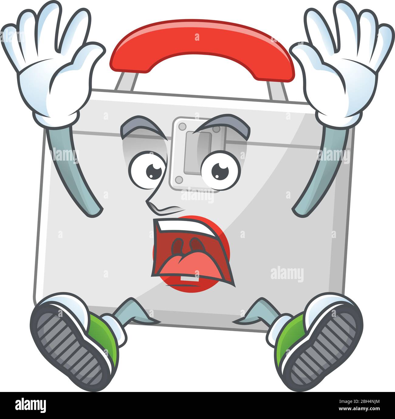 First aid kit cartoon character design showing shocking gesture Stock ...