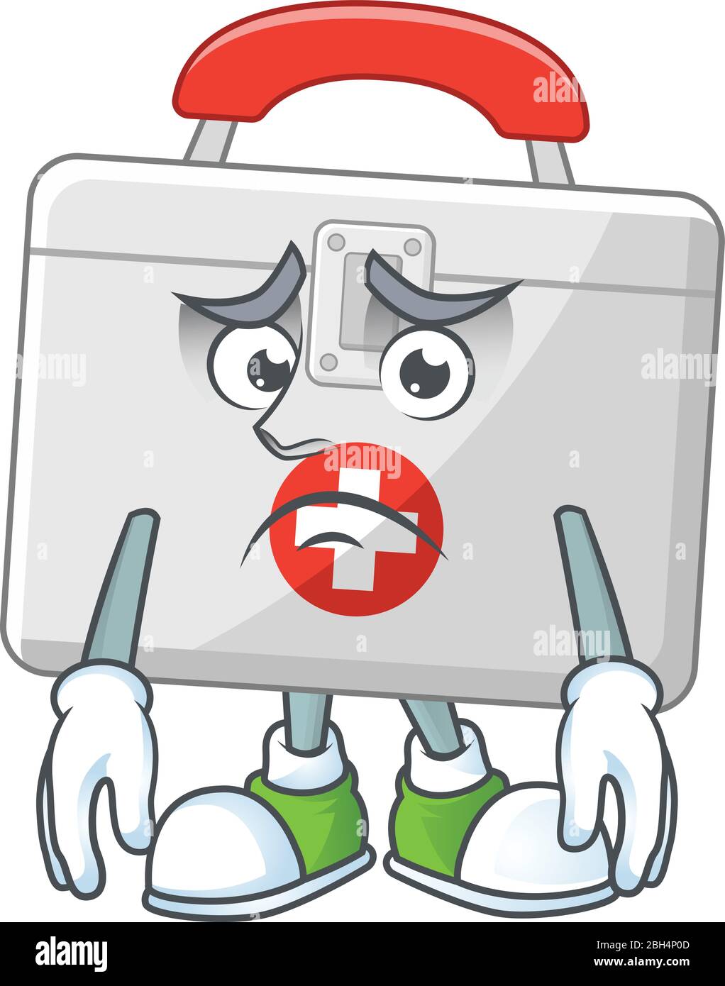 Cartoon picture of first aid kit with worried face Stock Vector Image ...