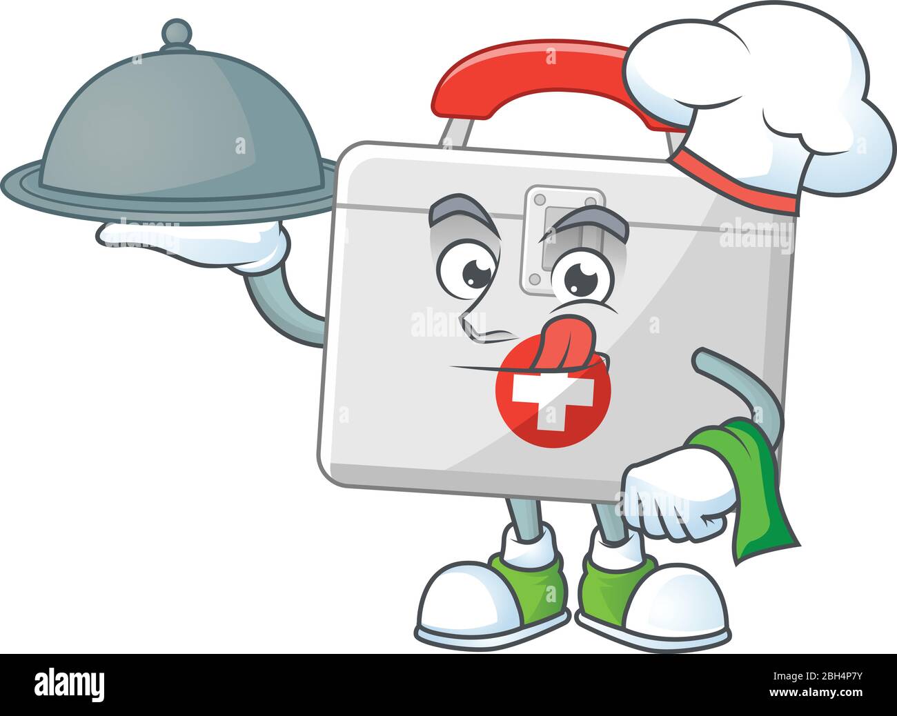 A first aid kit chef cartoon design with hat and tray Stock Vector ...