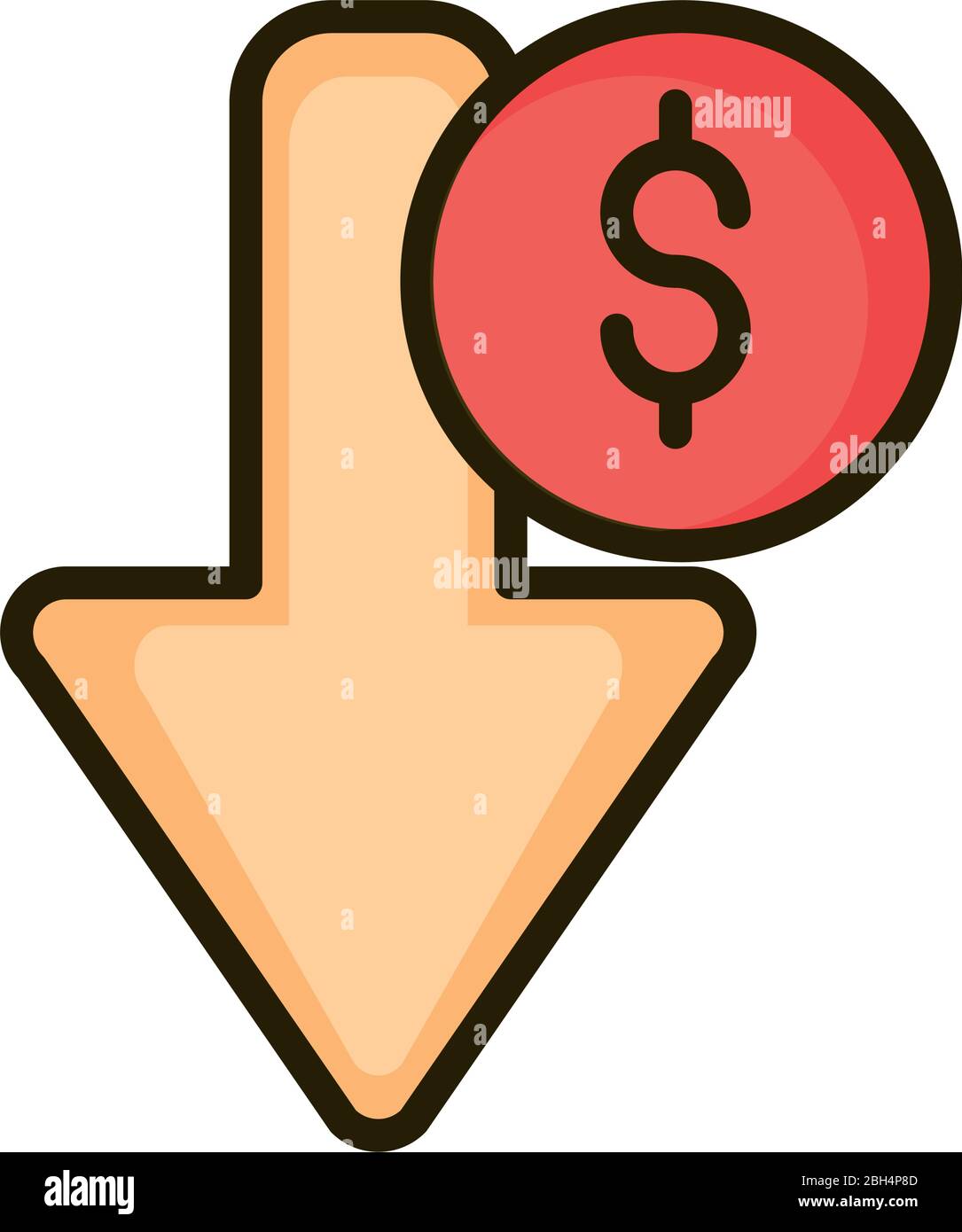 decrease money arrow financial business stock market vector ...