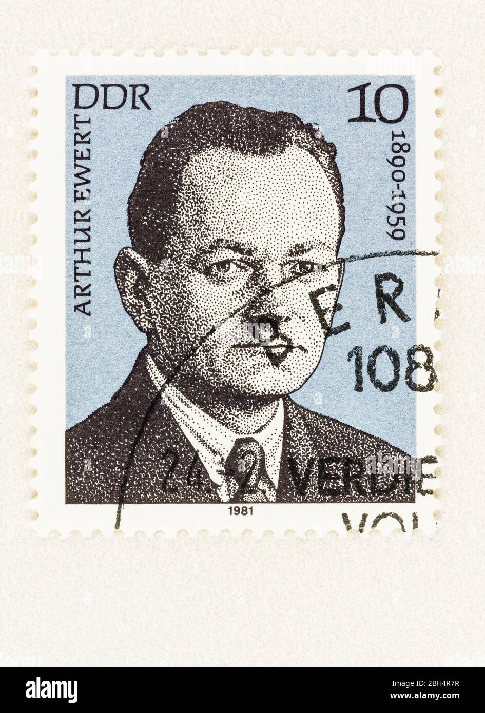 SEATTLE WASHINGTON - April 21, 2020: 1920 postage stamp of DDR, East ...