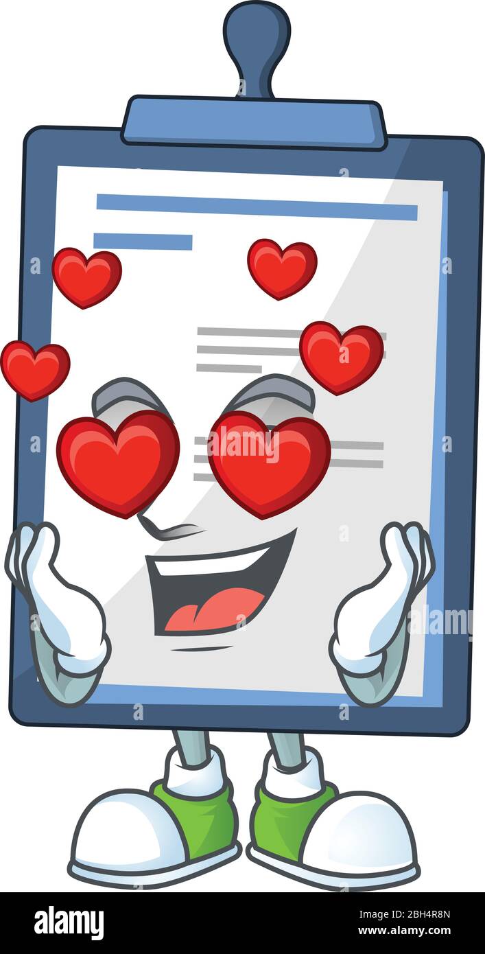 Charming medical note cartoon character with a falling in love face ...
