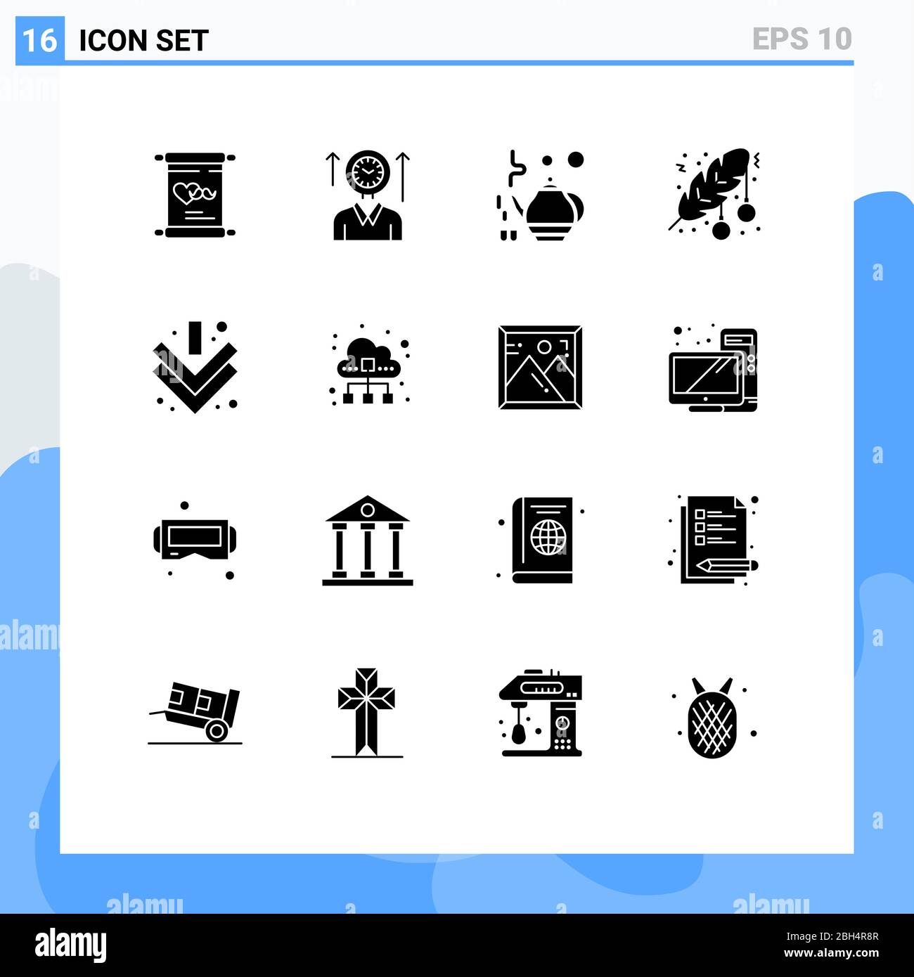 Editable Vector Line Pack of 16 Simple Solid Glyphs of arrow, dot ...