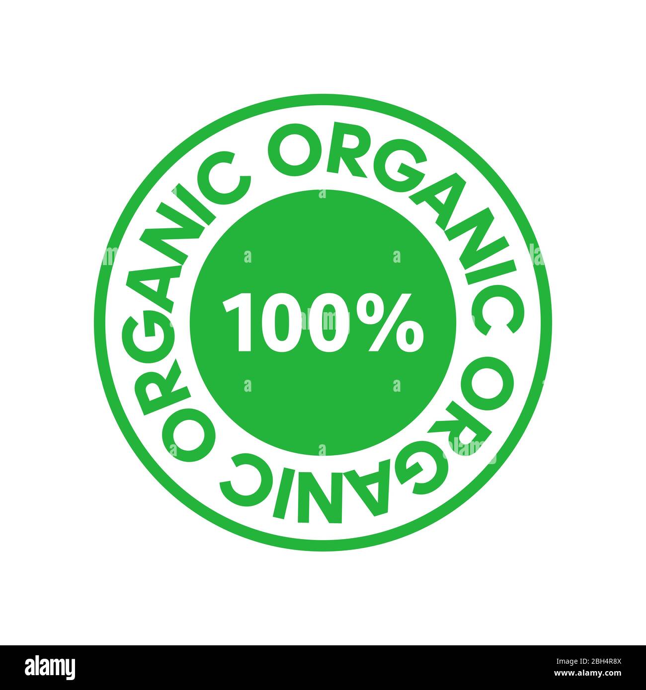 Organic 100 percent green circle sticker. Design element for packaging ...