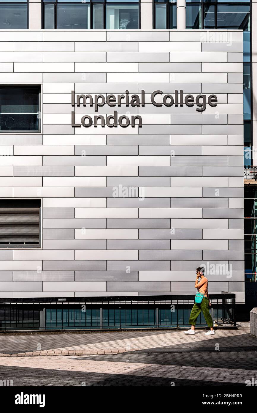 London, UK - June 24, 2018: Imperial College modern building sign ...