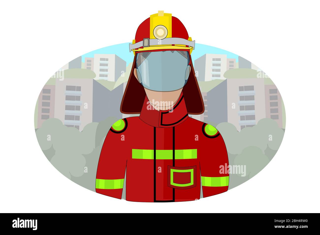 Fireman isolated on white background. Icon of man in firefighter ...