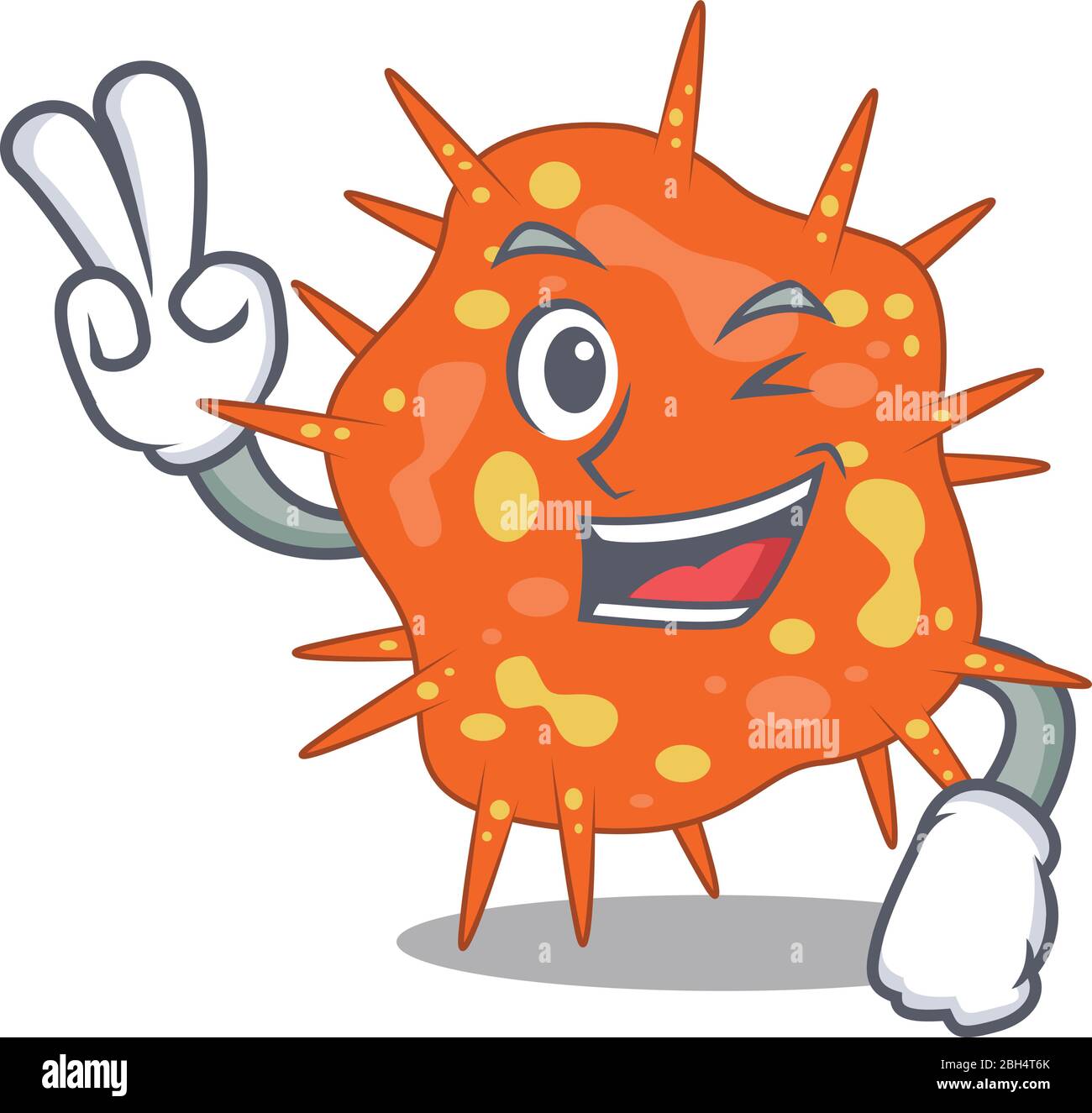 Happy burkholderia mallei cartoon design concept with two fingers Stock ...