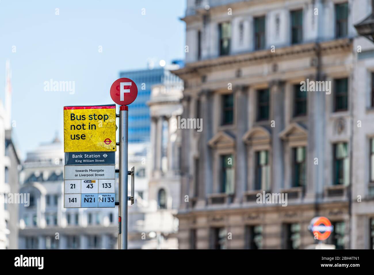 London, UK - June 26, 2018: Downtown financial district city and sign ...