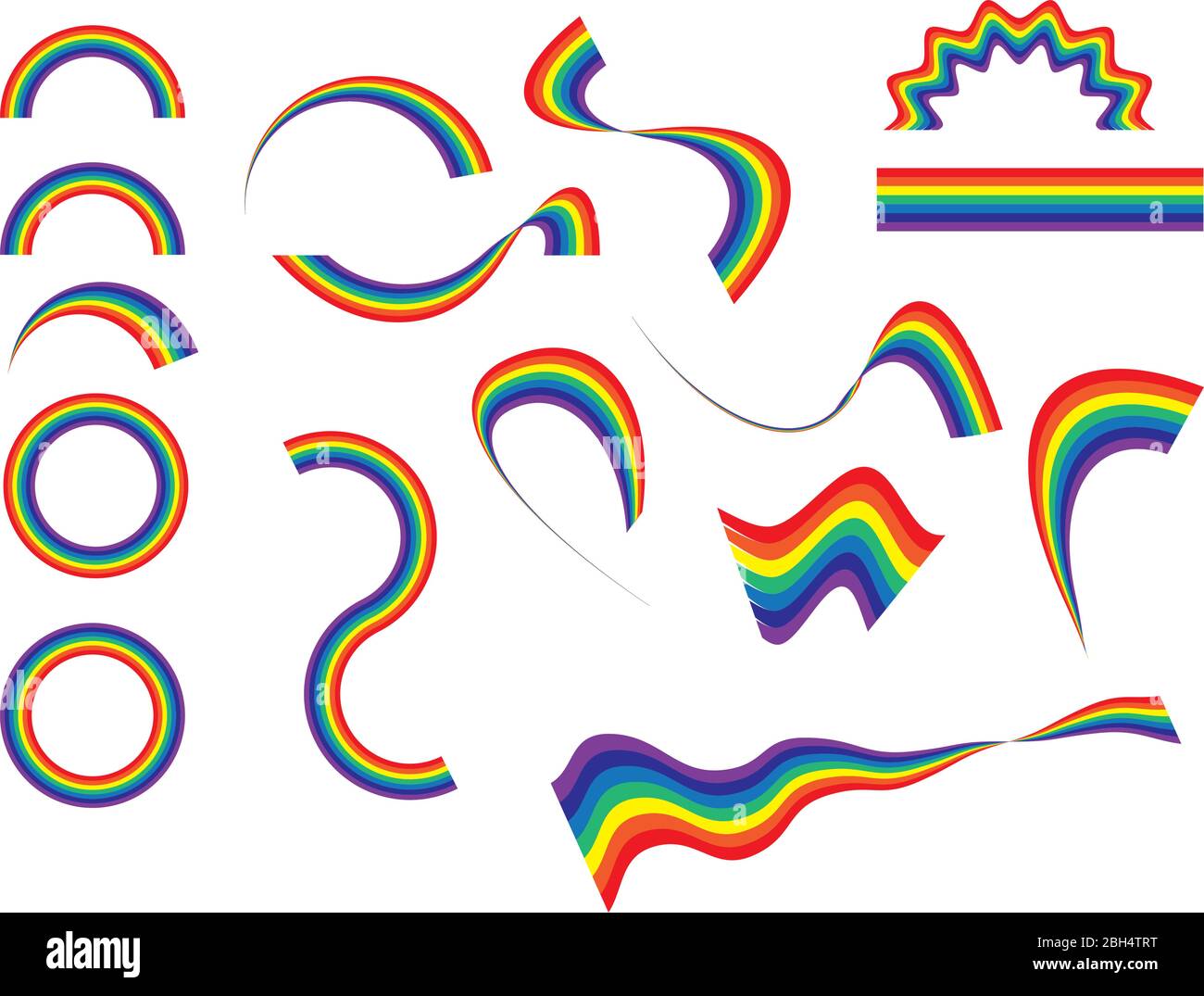 Set of multiple rainbow elements - vector illustration Stock Vector ...