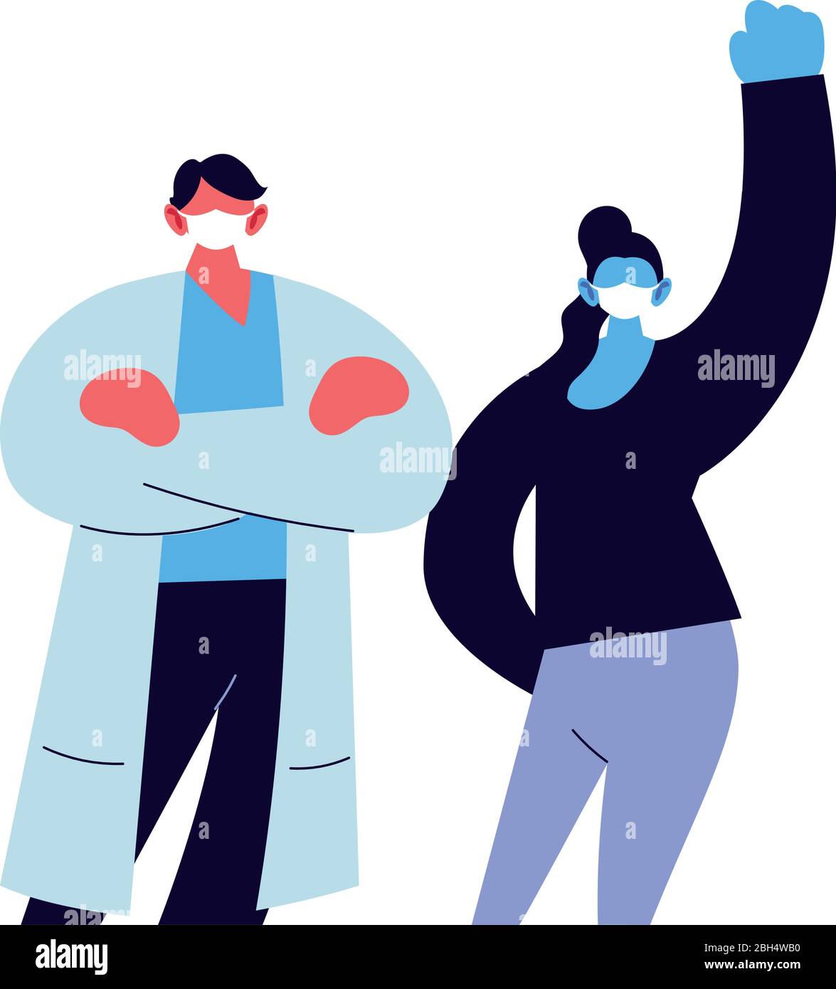 Doctor and patient using face mask vector illustration design Stock ...