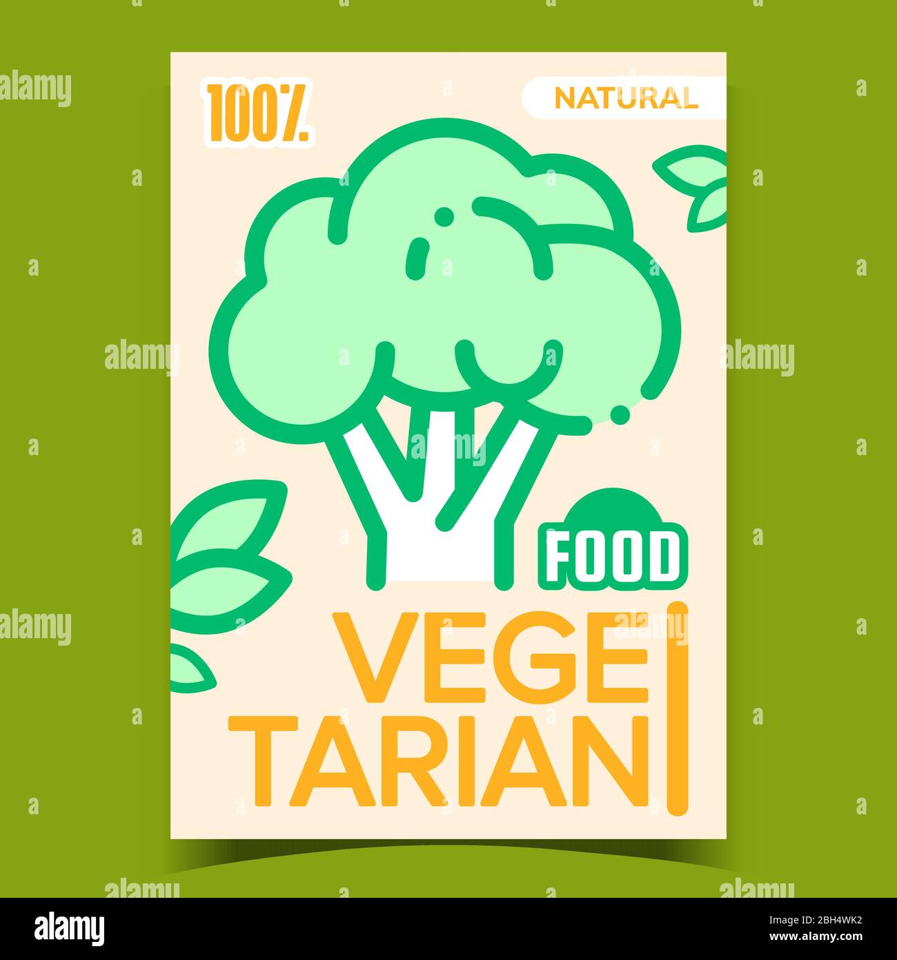 Vegetarian Food Broccoli Advertising Banner Vector Stock Vector Image ...