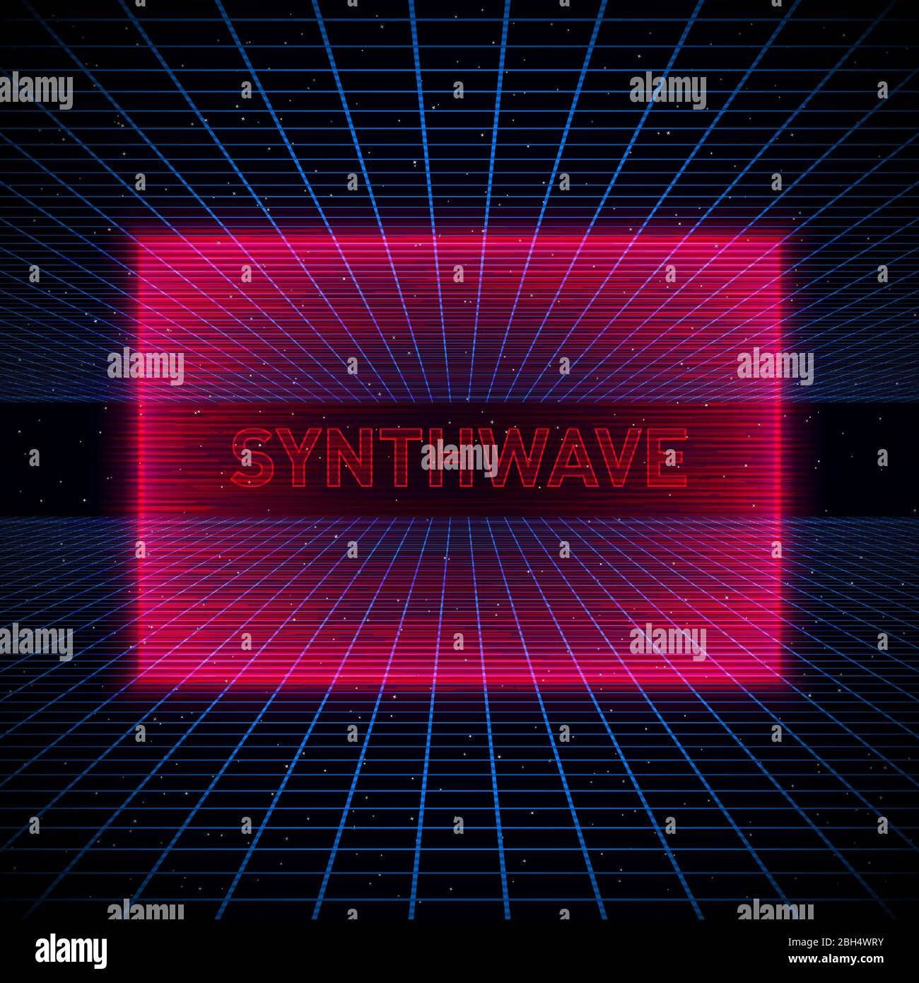 Retrofuturistic red hologram rectangle, HUD element on dark starry ...