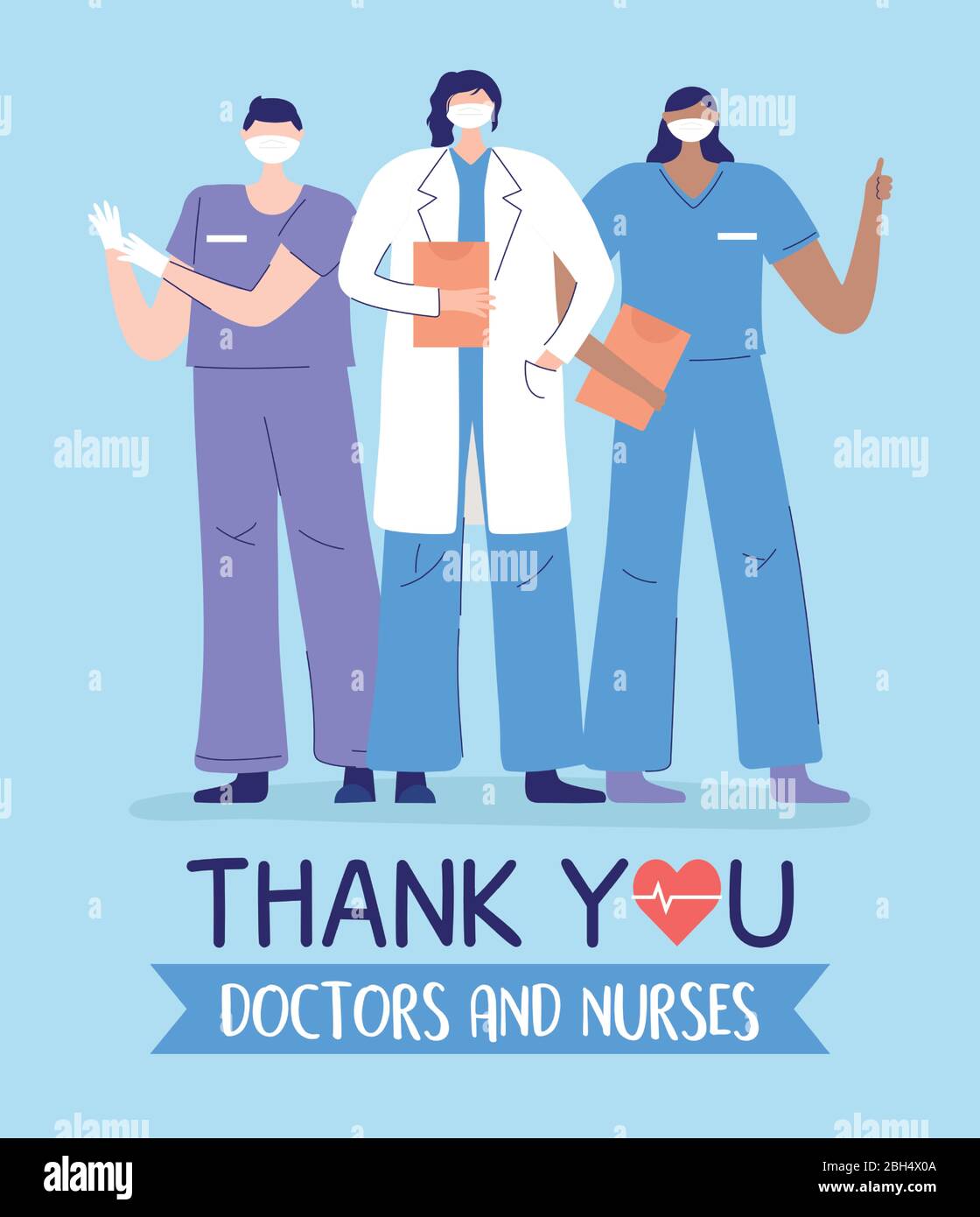 thank you doctors and nurses, physician and male female nurses group ...