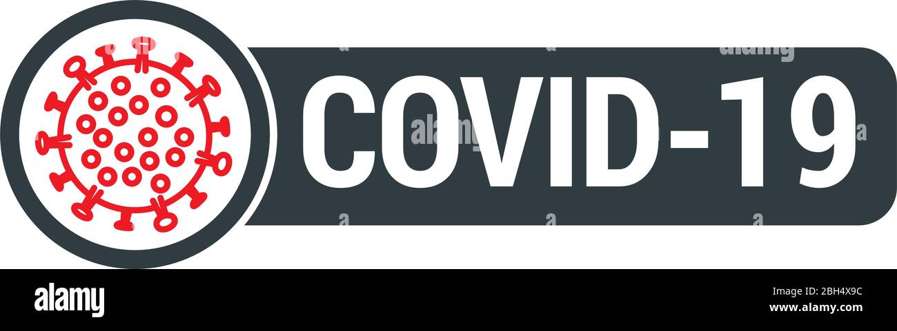 Covid-19 sign with virus illustration Stock Vector Image & Art - Alamy
