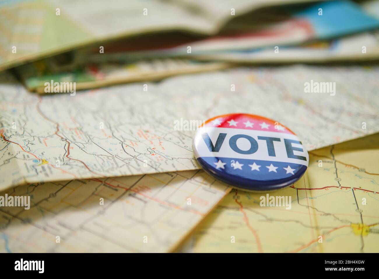 Vote button on map Stock Photo - Alamy