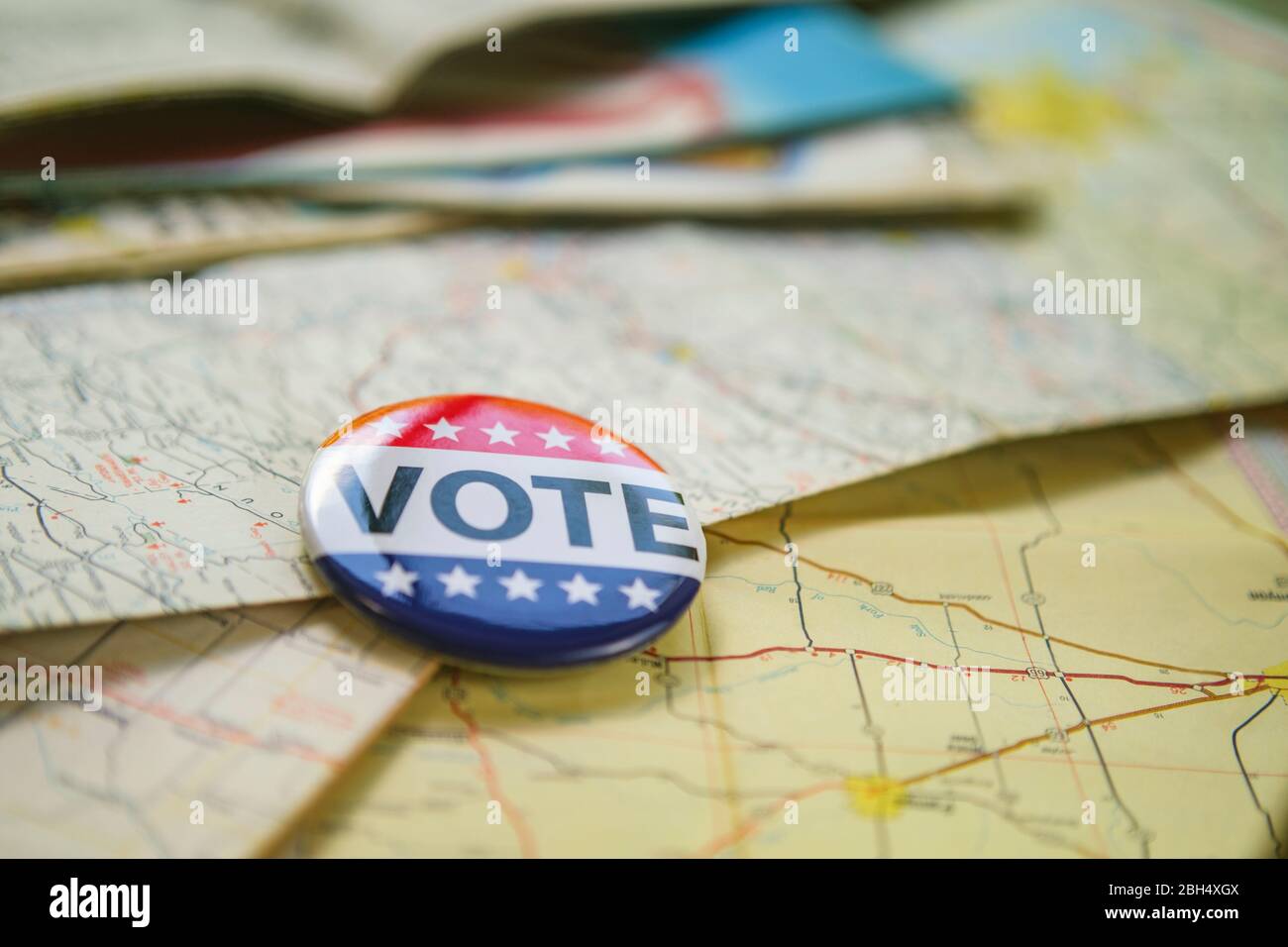 Vote button on map Stock Photo - Alamy