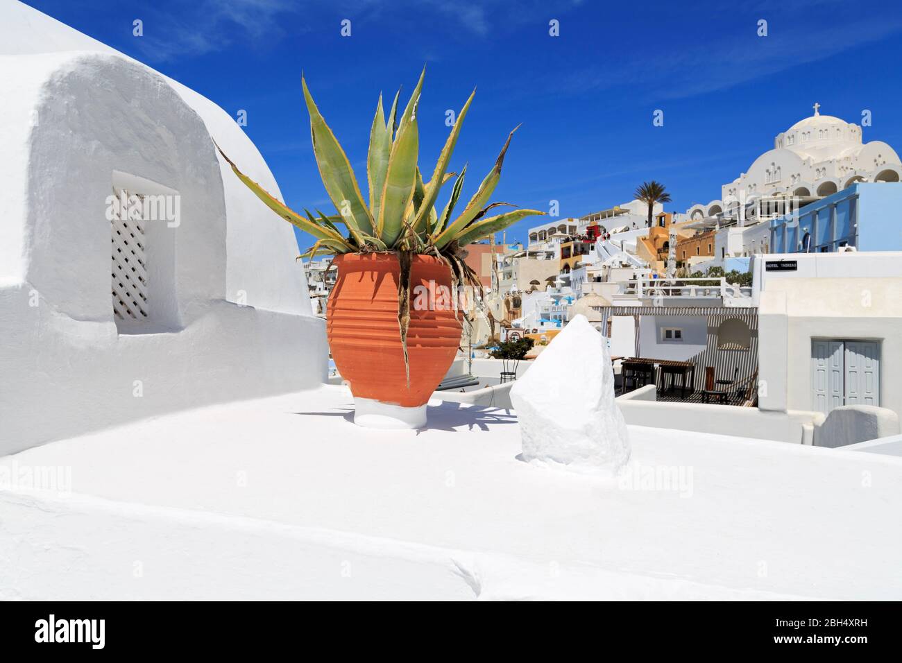 Architecture, Fira Town, Santorini Island, Greece, Europe Stock Photo ...