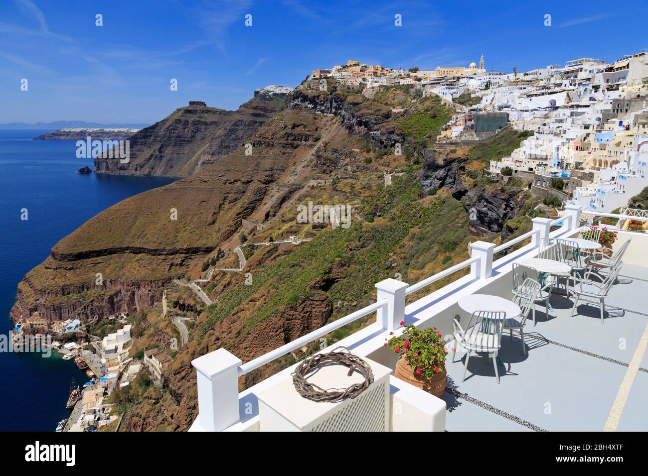 Architecture, Fira Town, Santorini Island, Greece, Europe Stock Photo ...