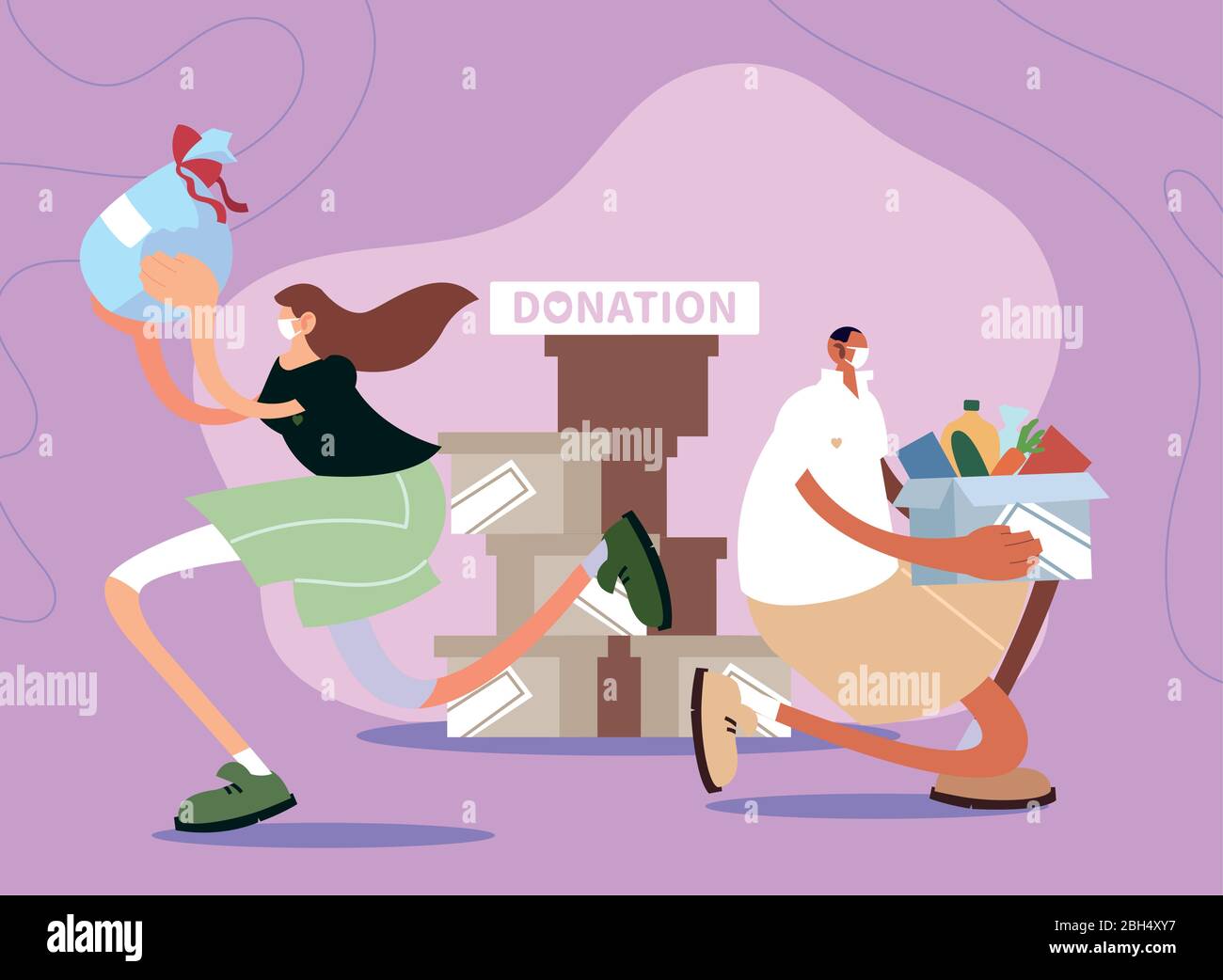 couple of people give charity donation vector illustration design Stock ...