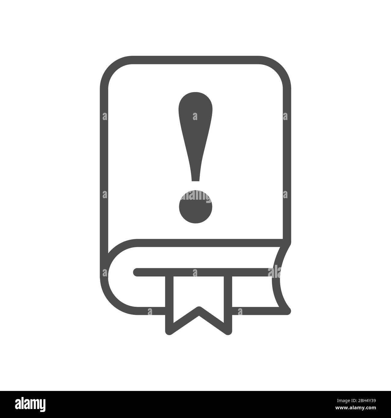 Vector icon of a book with an exclamation mark. Flat design, empty ...