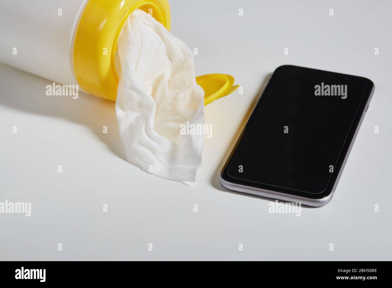Disinfectant wipes and smart phone Stock Photo - Alamy