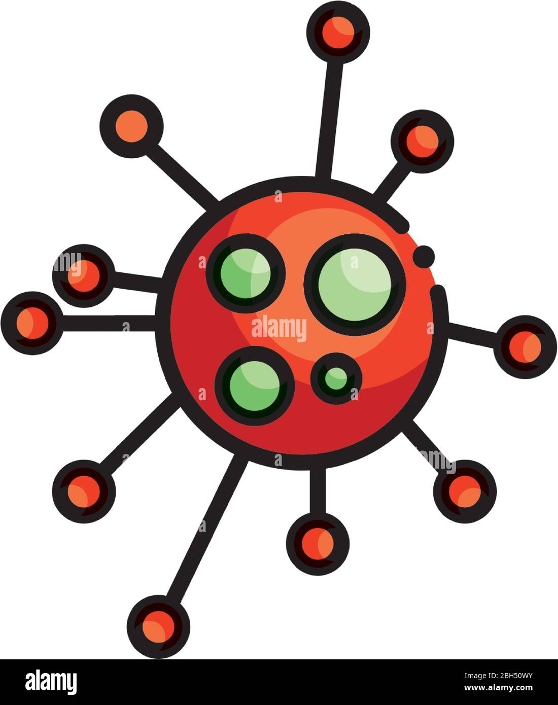 covid 19 virus symbol icon over white background, line color style ...