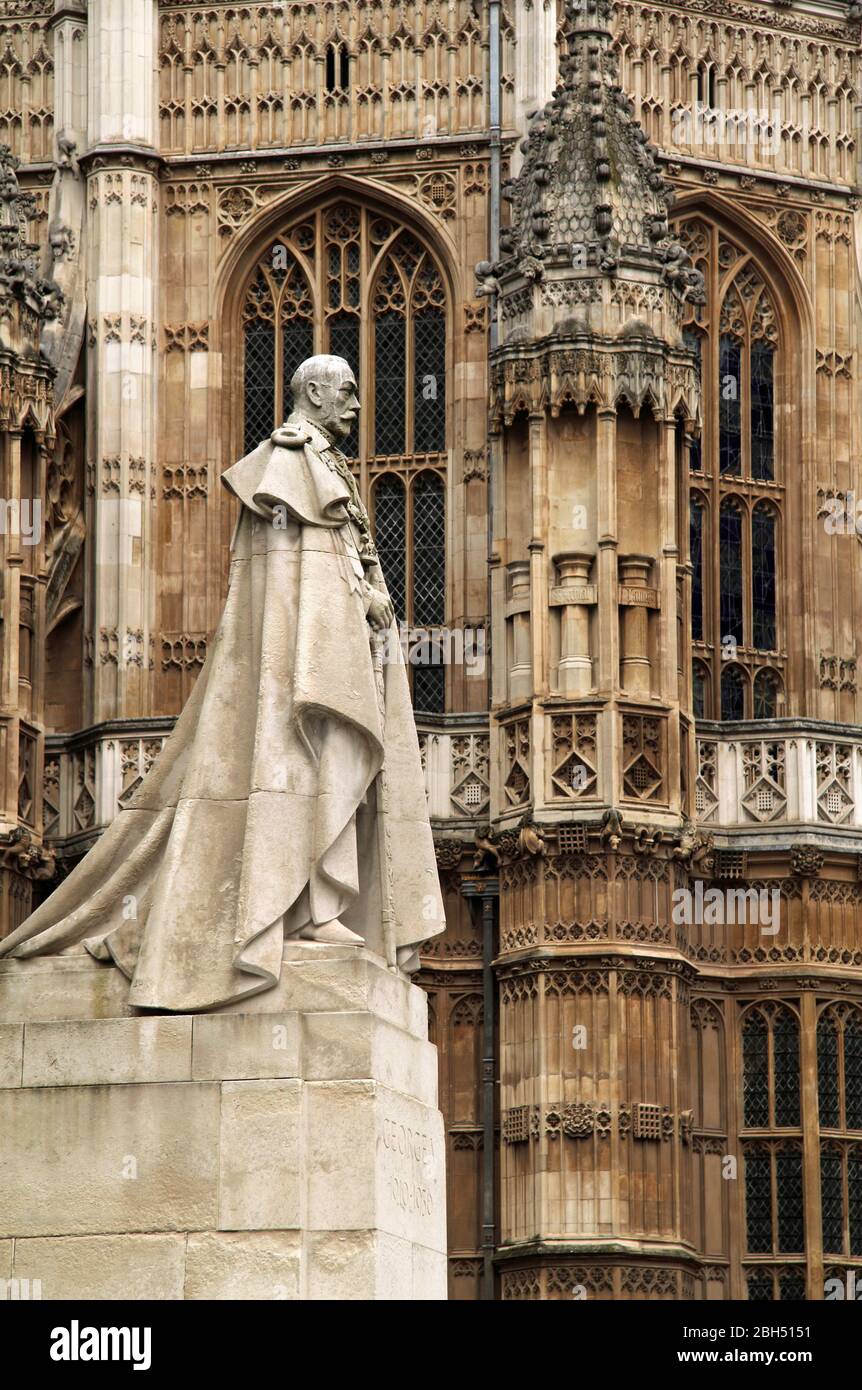 A monument to King George V stands alongside Westminster Abbey in ...