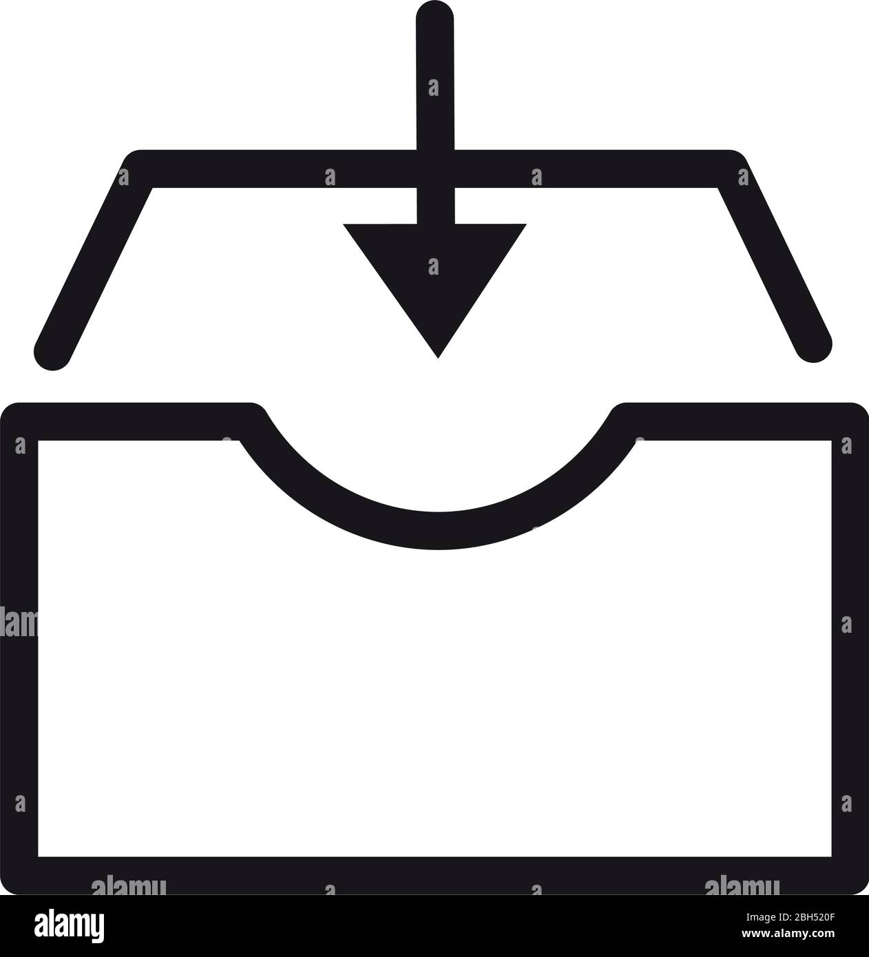 box and arrow down icon over white background, line style, vector ...