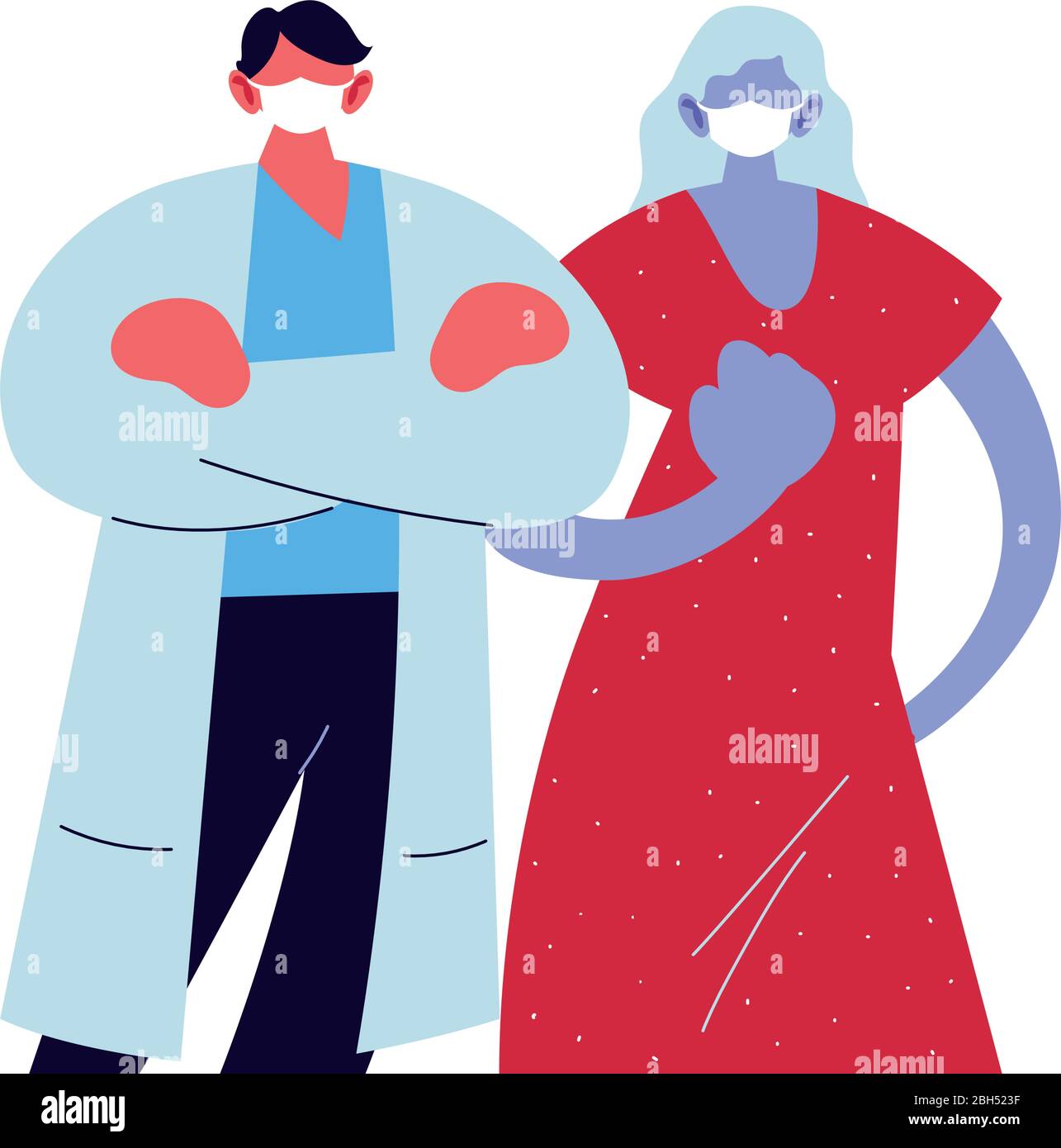 Doctor and patient using face mask vector illustration design Stock ...