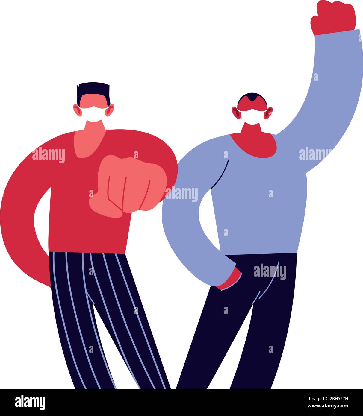 young men positive using face masks vector illustration design Stock ...