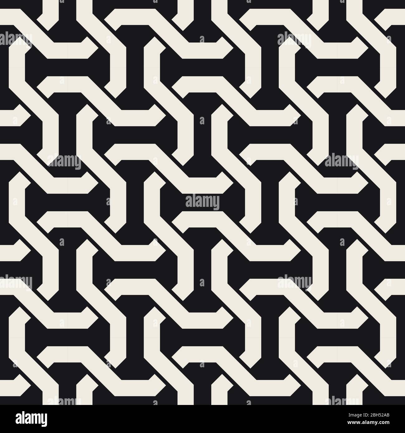 Vector seamless interlacing lines pattern. Simple abstract chain lattice. Repeating geometric ...