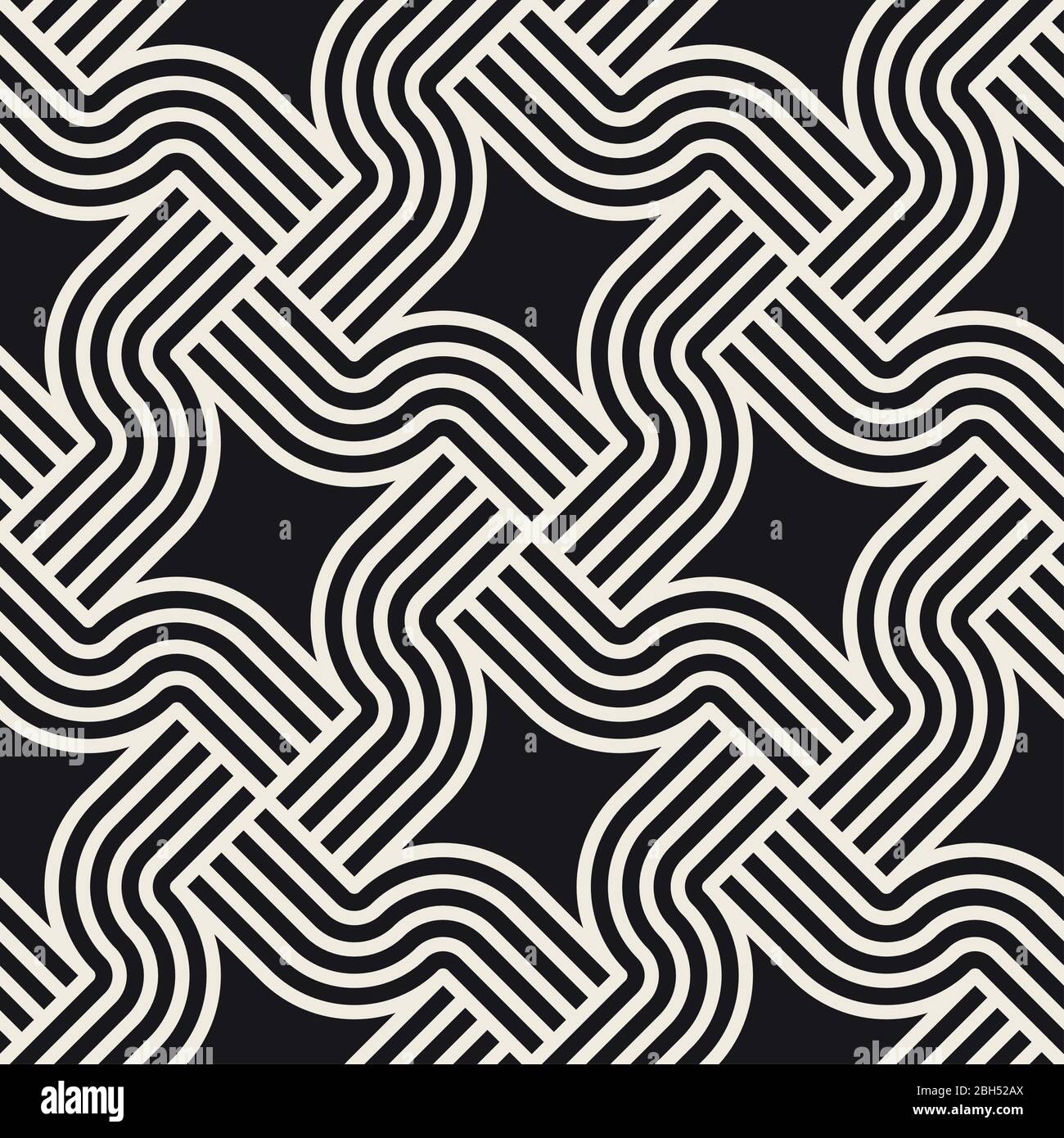 Vector Seamless Interlaced Pattern Modern Abstract Rounded Crossing Lines Texture Repeating
