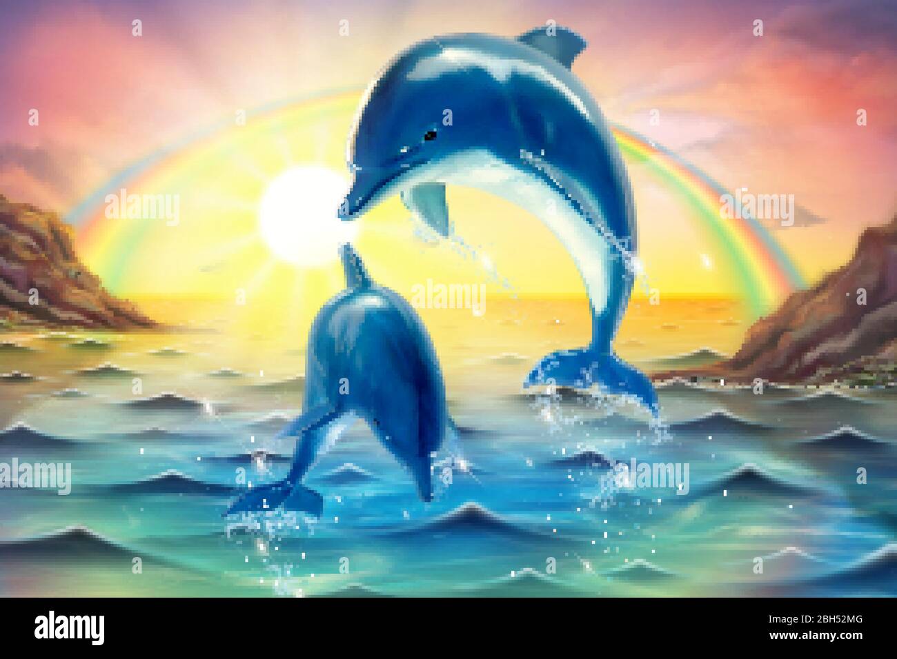 Dolphin mural Stock Vector Images - Alamy