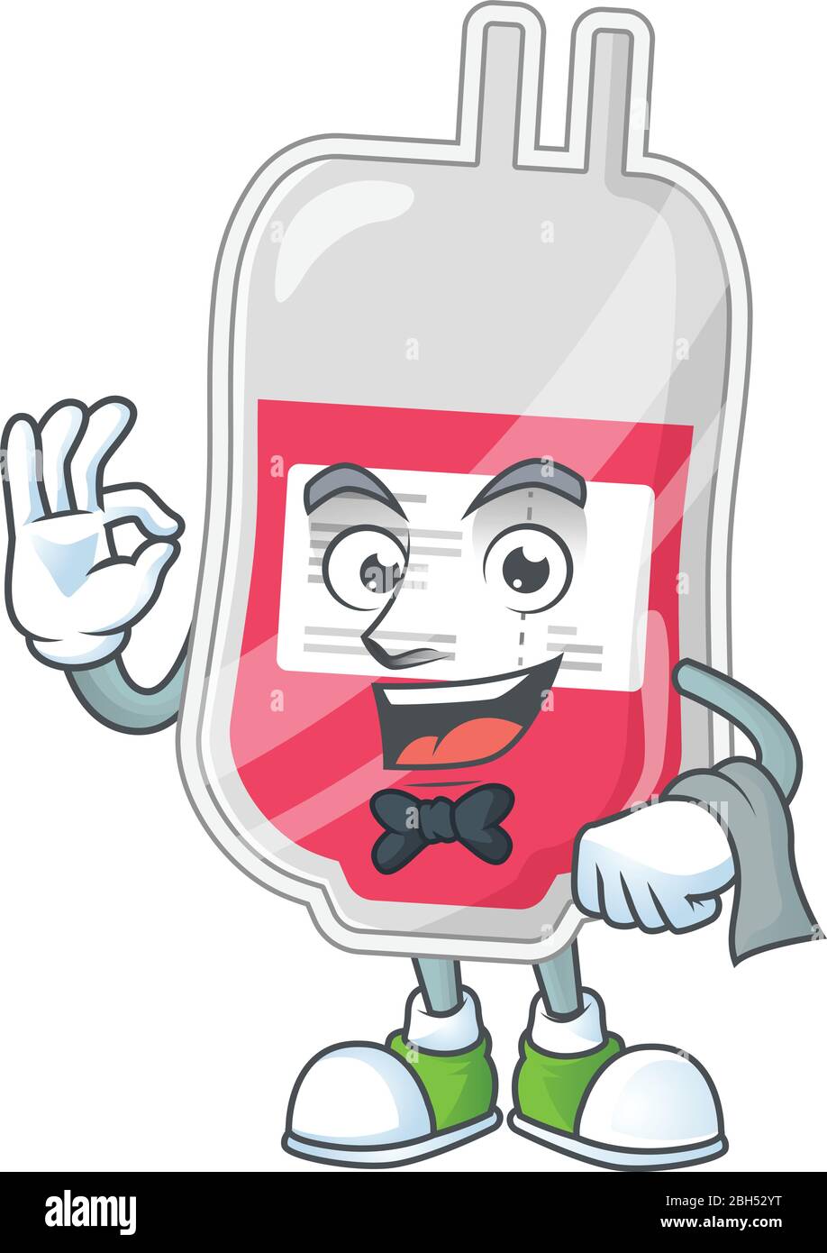 A bag of blood waiter cartoon character ready to serve Stock Vector ...
