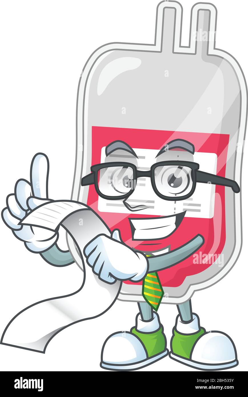 Mascot cartoon concept of bag of blood with menu list Stock Vector ...