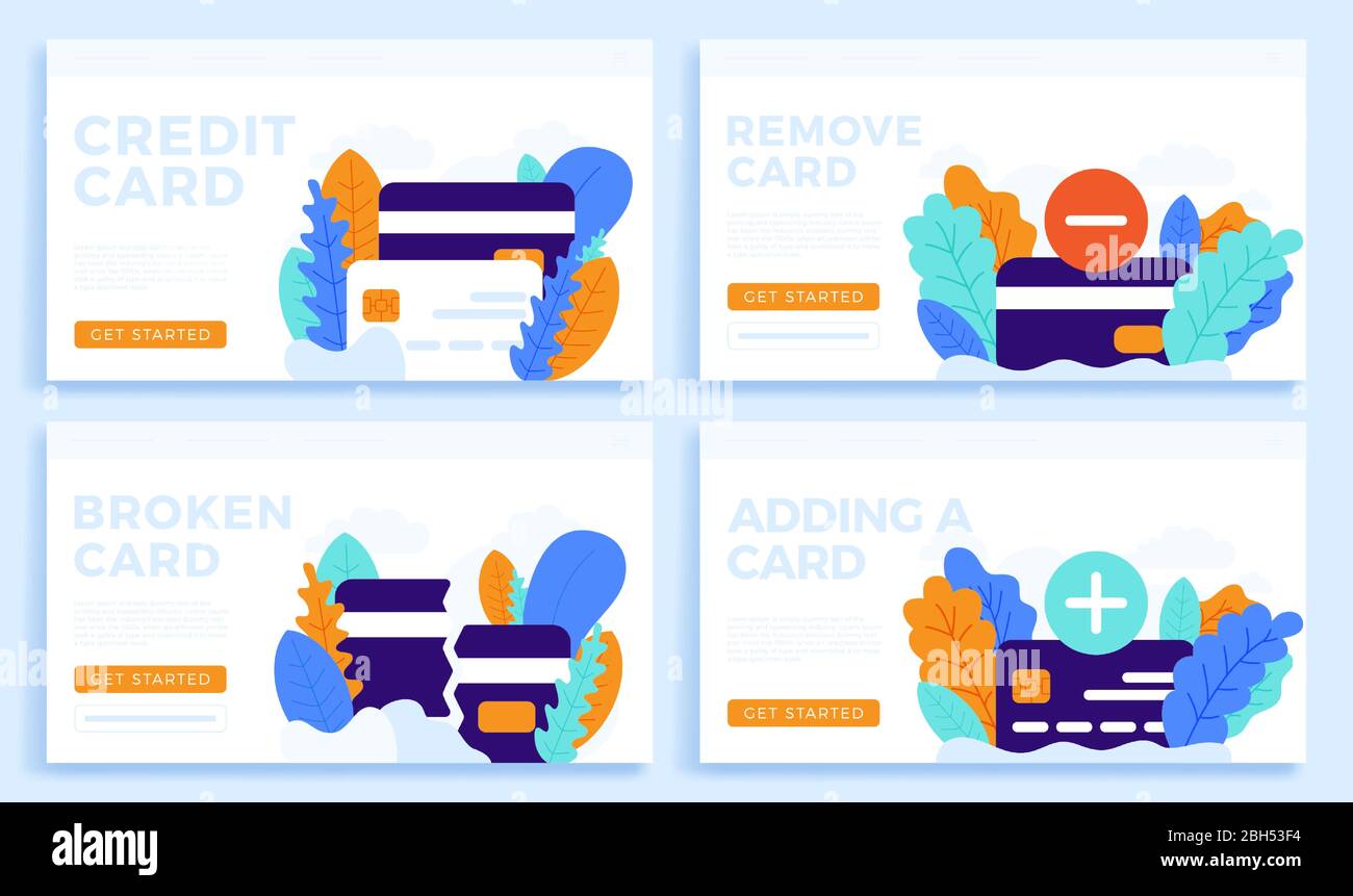 Set Credit Card Vector stock illustration for landing page or ...