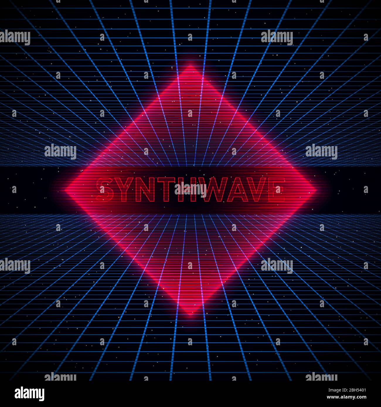 Retrofuturistic red hologram rhombus, HUD element on dark starry space ...