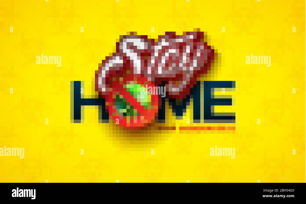 Stay Home. Stop Coronavirus Design with Covid-19 Virus Cell on ...