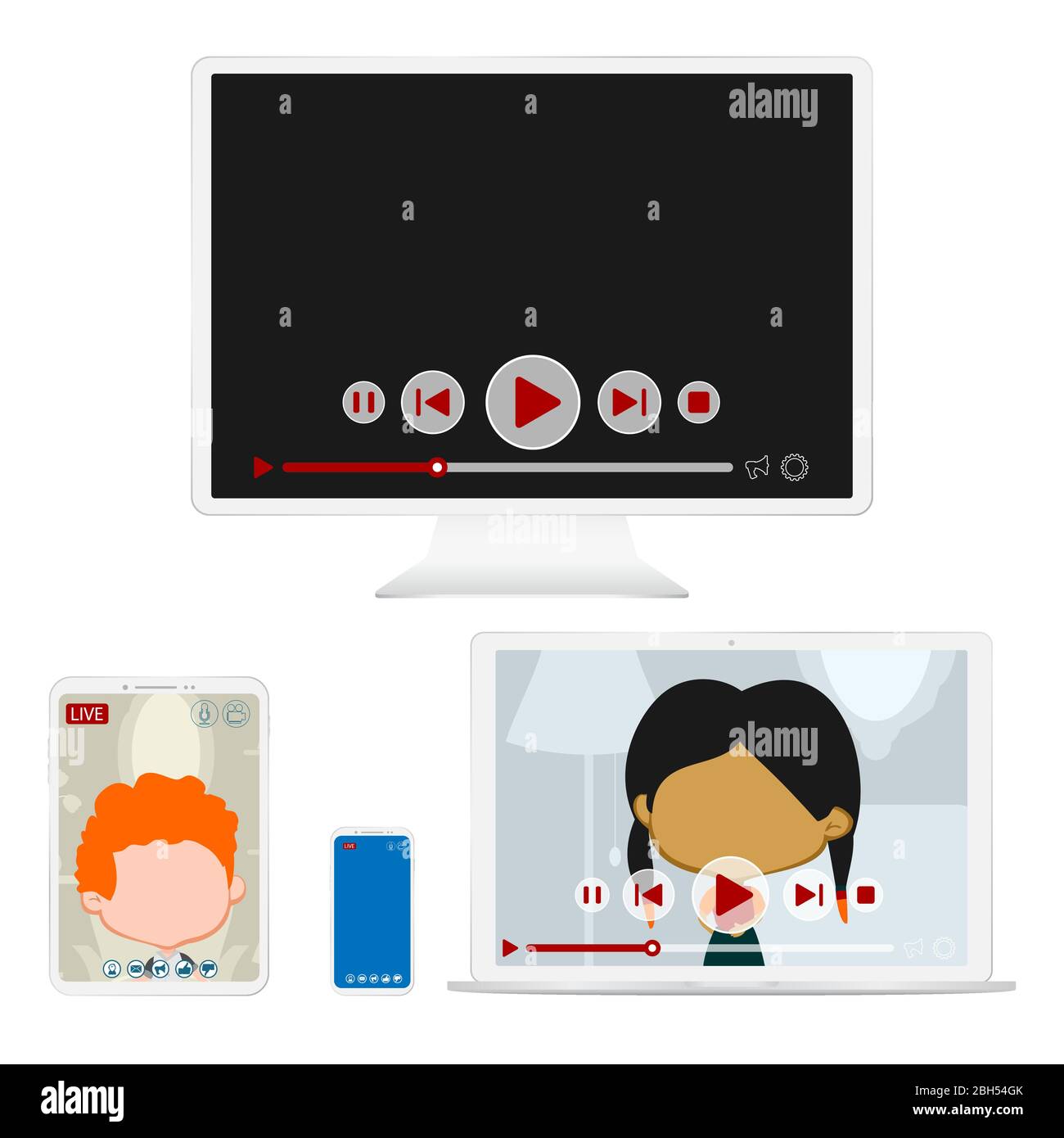 Technology video stream phone Cut Out Stock Images & Pictures - Alamy