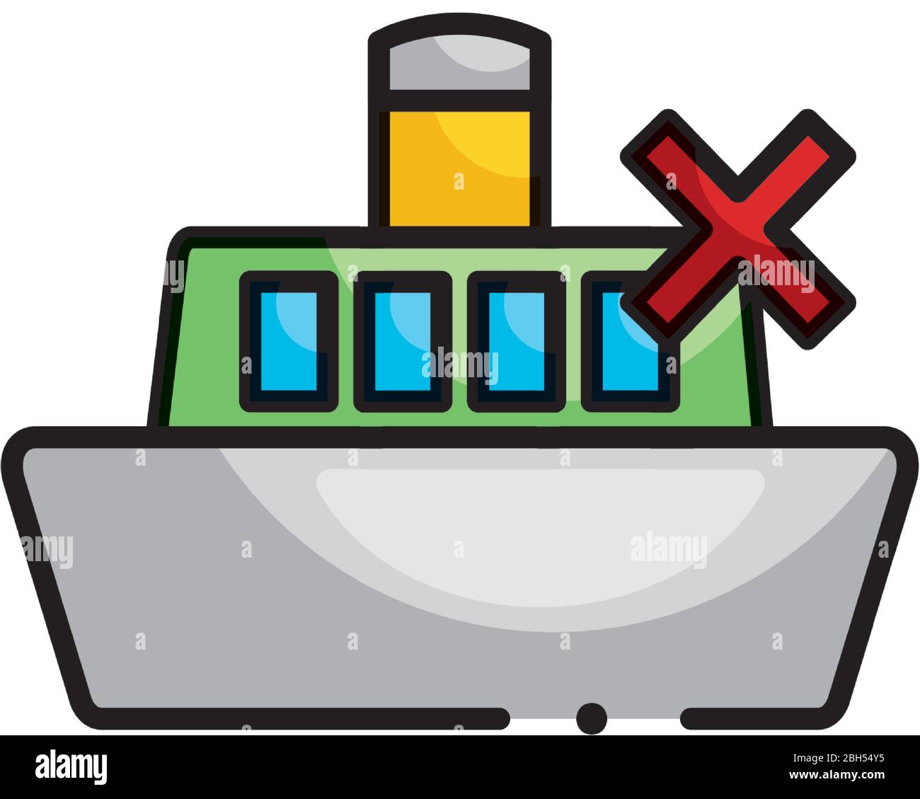 banned cruises symbol, wrong and cruise icon over white background ...