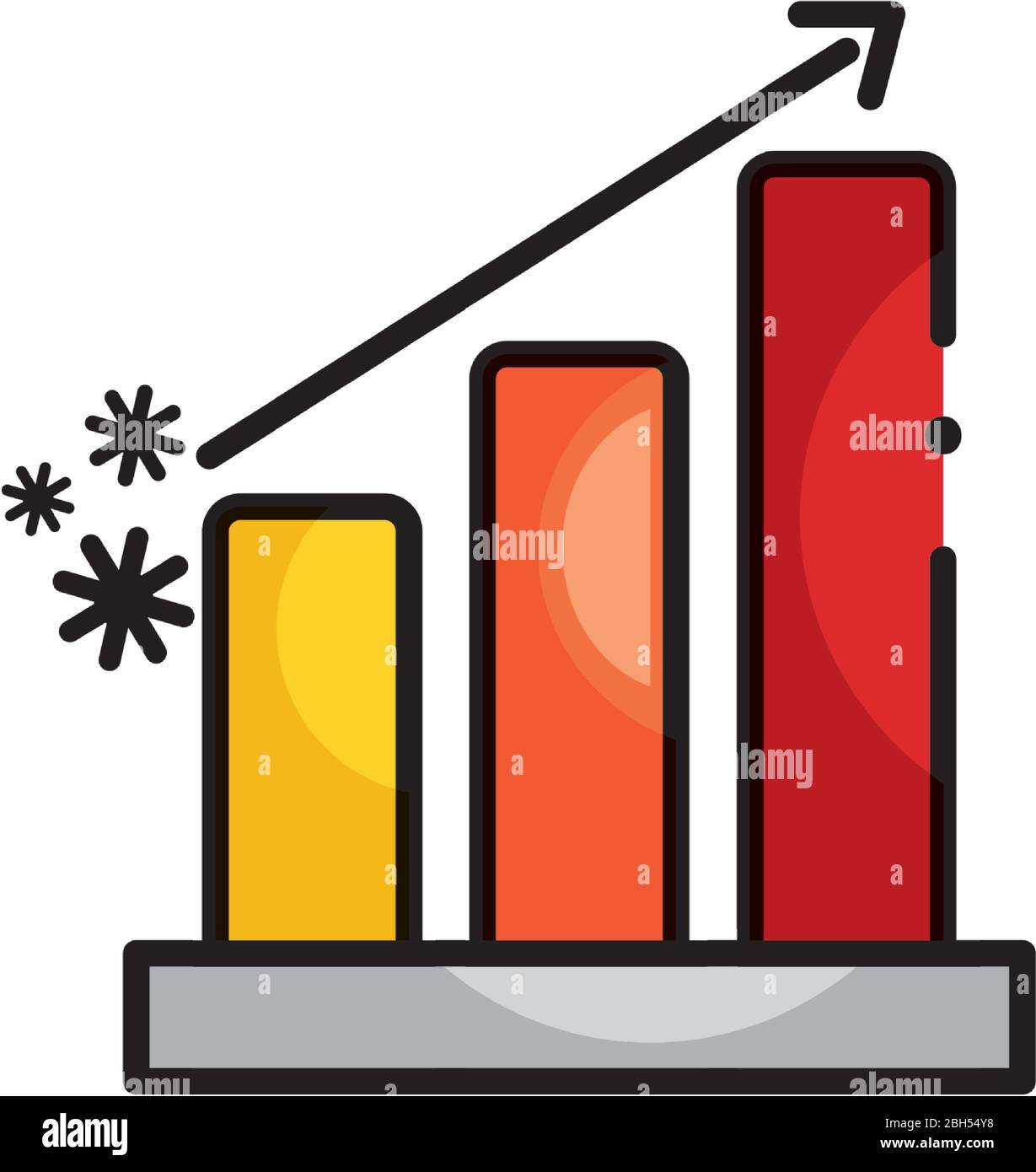 descending graphic chart icon over white background, line color style ...