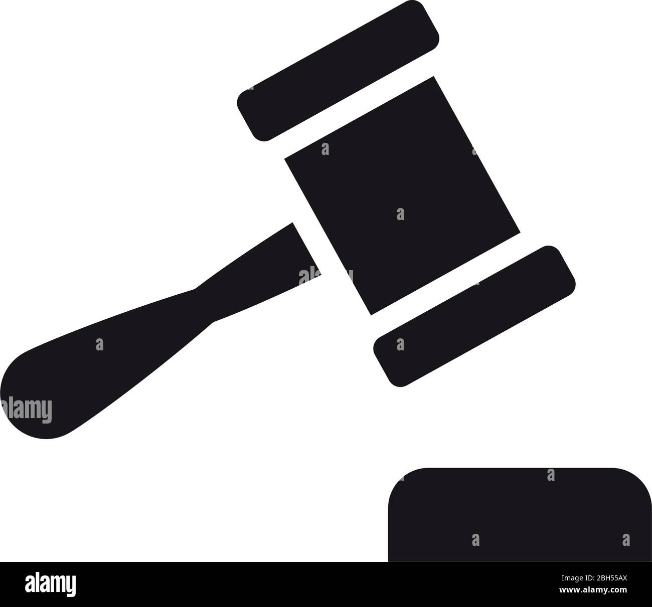 law gavel icon over white background, silhouette style, vector ...