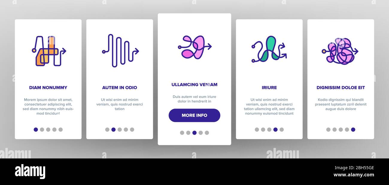 Chaos Arrow Movement Onboarding Icons Set Vector Stock Vector Image ...