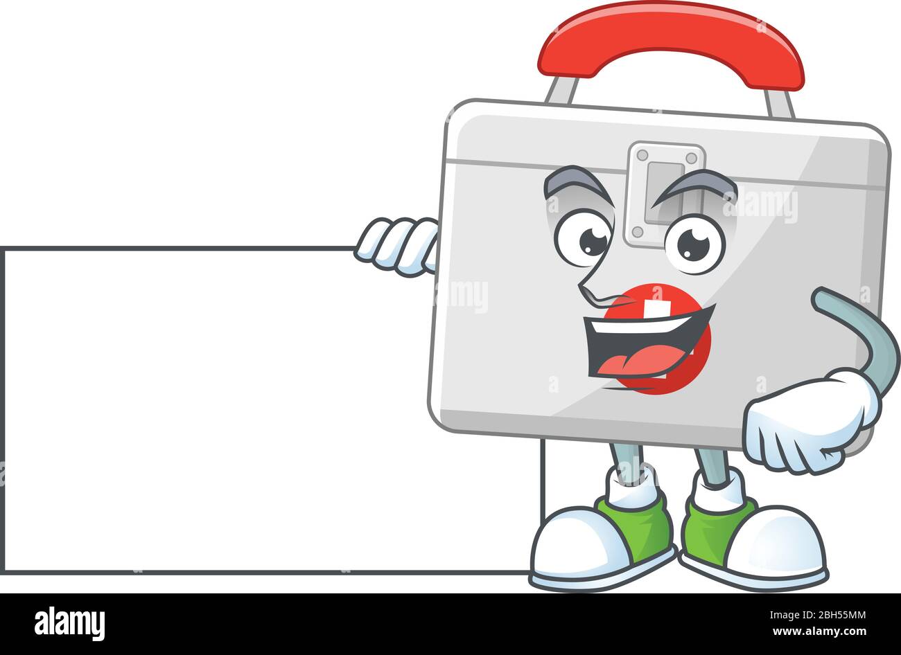 First aid kit cartoon character concept Thumbs up having a white board ...
