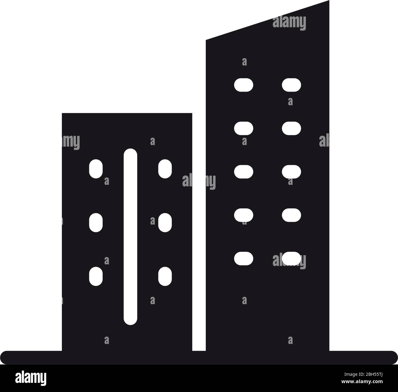 city buildings icon over white background, silhouette style, vector ...