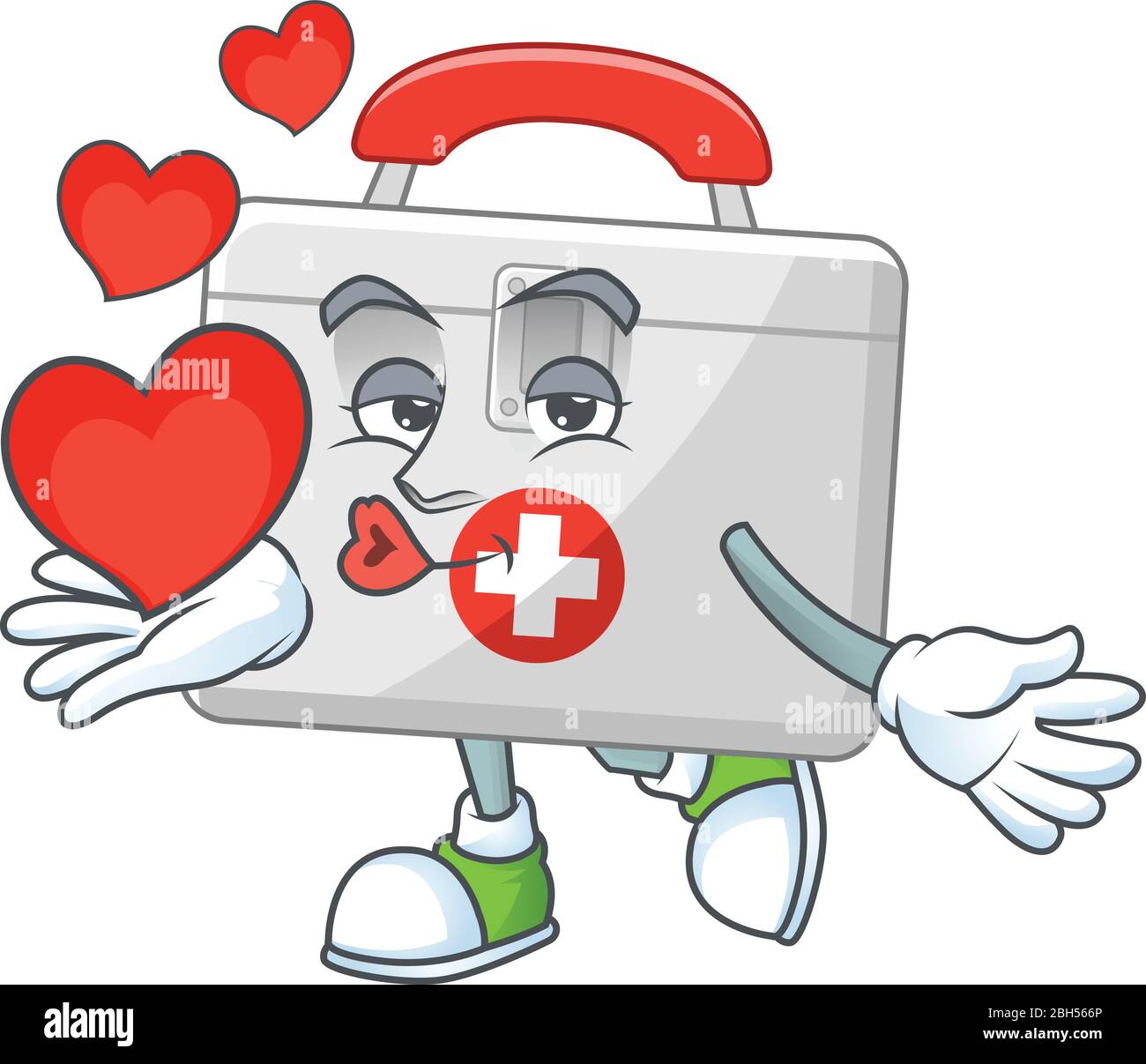 An adorable cartoon design of first aid kit holding heart Stock Vector ...