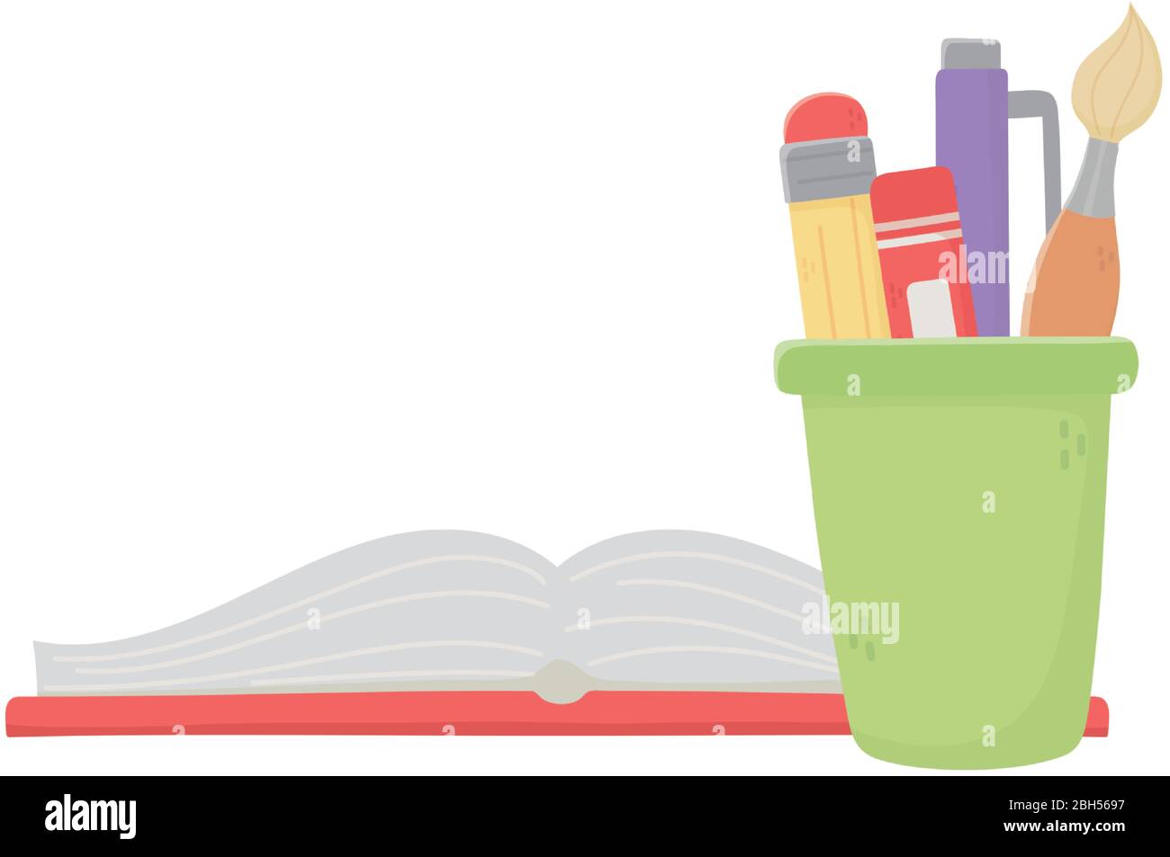 School book and pencils mug design, Eduaction class lesson knowledge ...